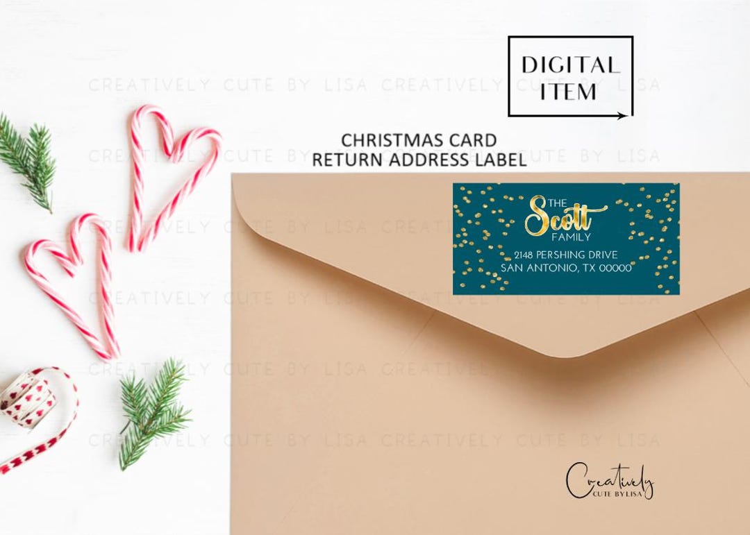 Christmas Card Return Address Label, Label 18163, Holiday Card Return ...