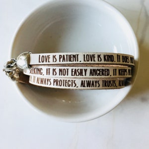Love Is... 1 Corinthians 13:4-8 Daily Reminder Leather Wrap Bracelet ...