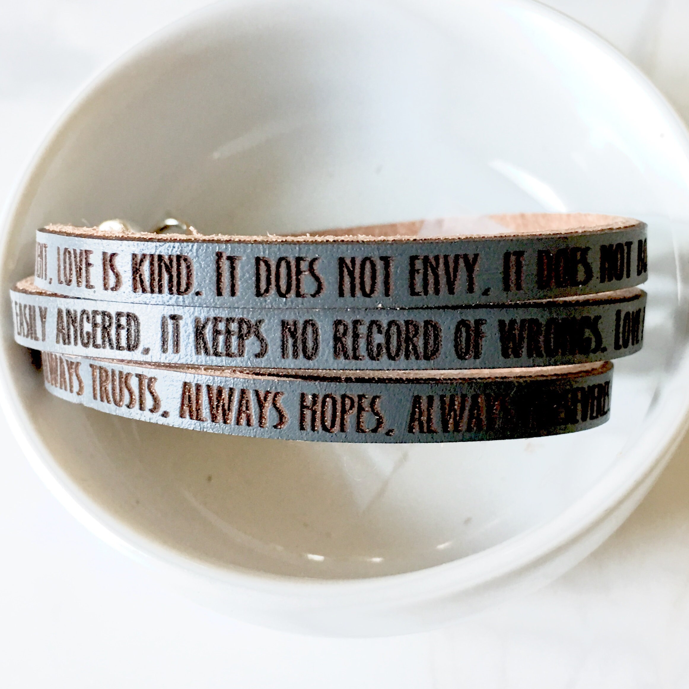 1 Corinthians 13:4-8 Leather Wrap Bracelet, Christian Gift - Etsy