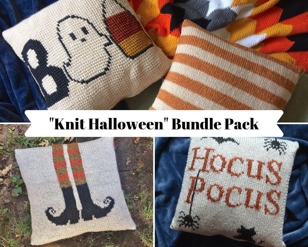 KNITTING PATTERN X Knit Halloween Pattern, Knit Pillow Patterns, Knit Ghost, Knit Witch, Knit ...