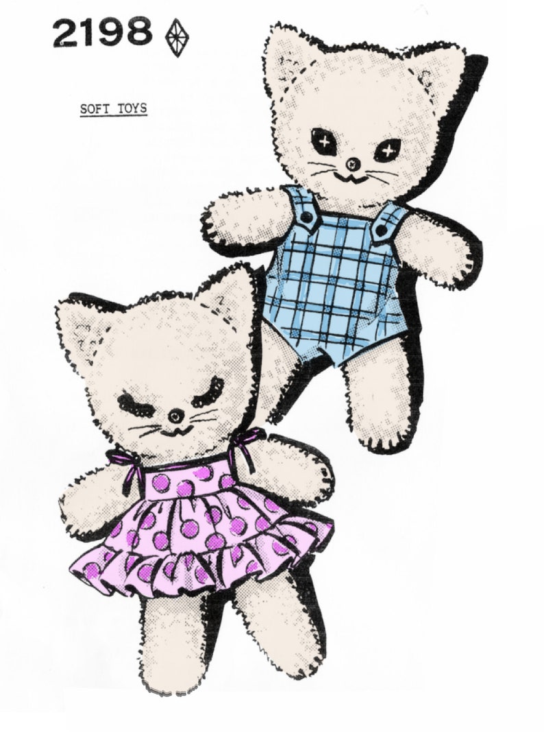 Vintage Terry Cats Pattern: Twin Boy & Girl Kitty Dolls - Etsy