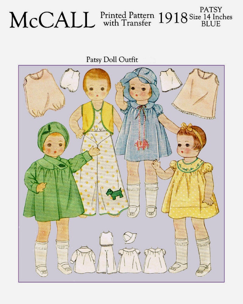 Mccall 1918 14" Patsy Doll Clothes Pattern PDF - Etsy