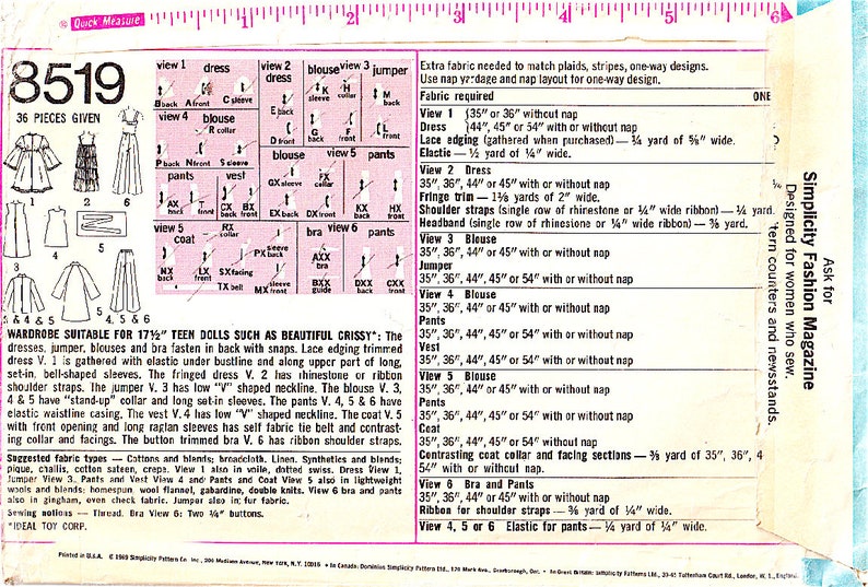 Vintage Simplicity 8519 Pattern for 17.5 Crissy Doll - Etsy