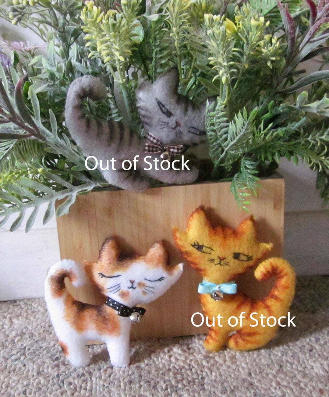 Frisky Felines -tiny Felt Kitties - Choose One: Gray Tabby, Orange ...
