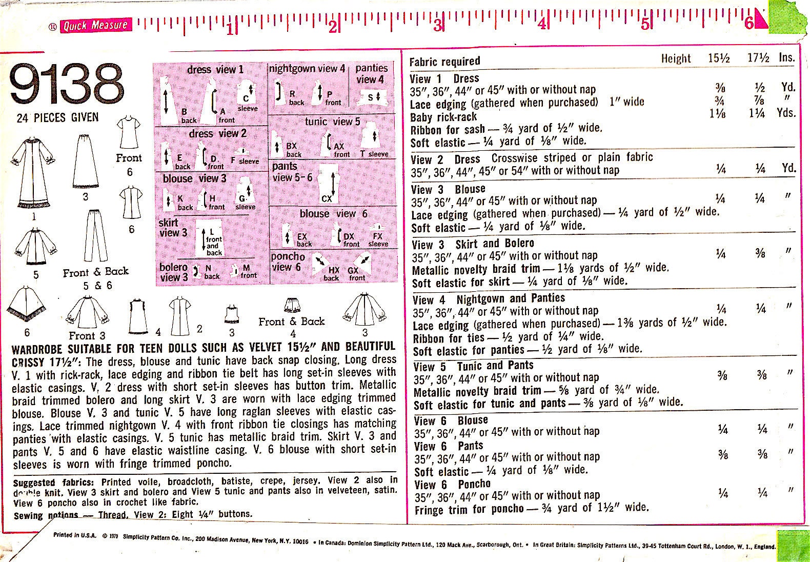 Vintage Simplicity 9138 Pattern for 15.5 Velvet Doll - Etsy