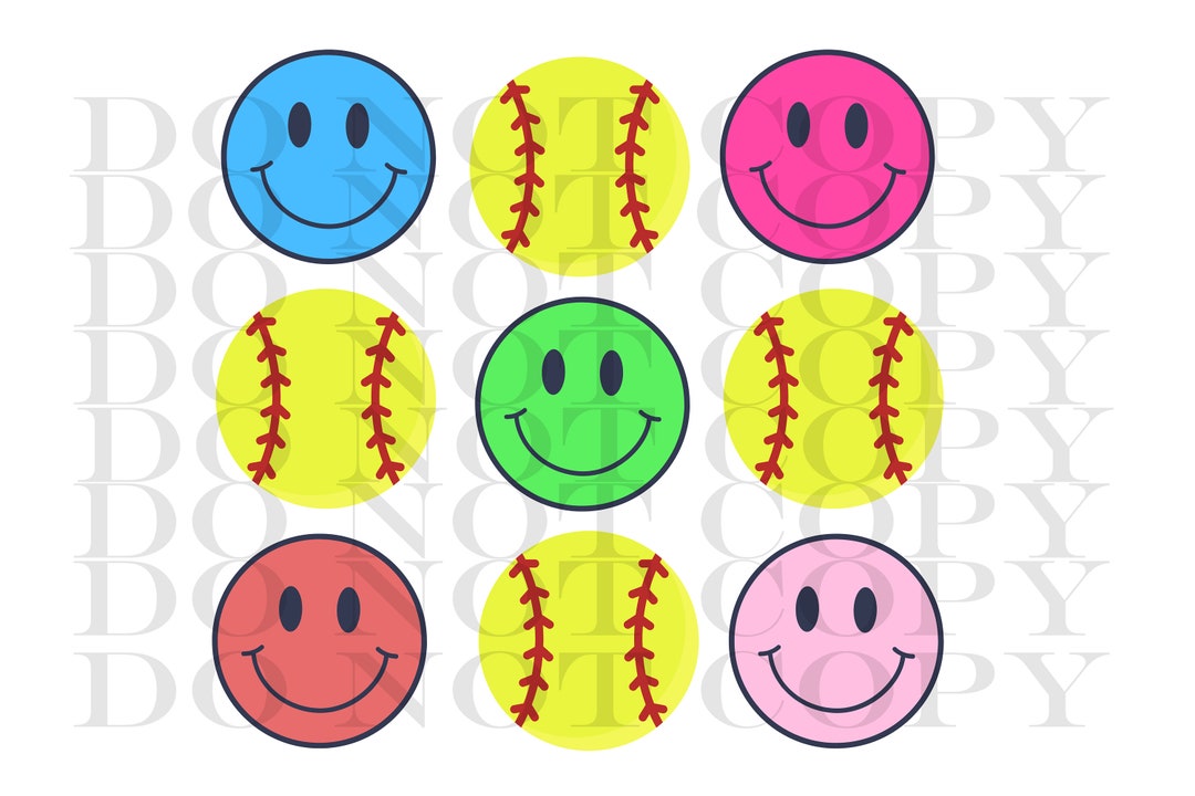 Softball Retro With Smiley Design Sublimation Download - Etsy