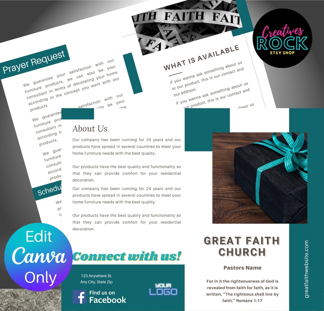 Church Bulletin Template | Bifold Template | Church Weekly Newsletter ...