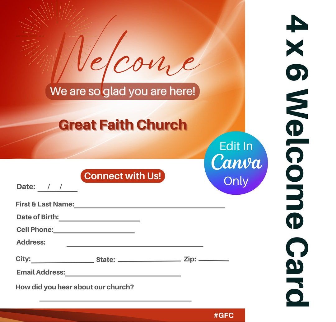 Welcome Card Template | Connect Card | Church Connect | Template ...