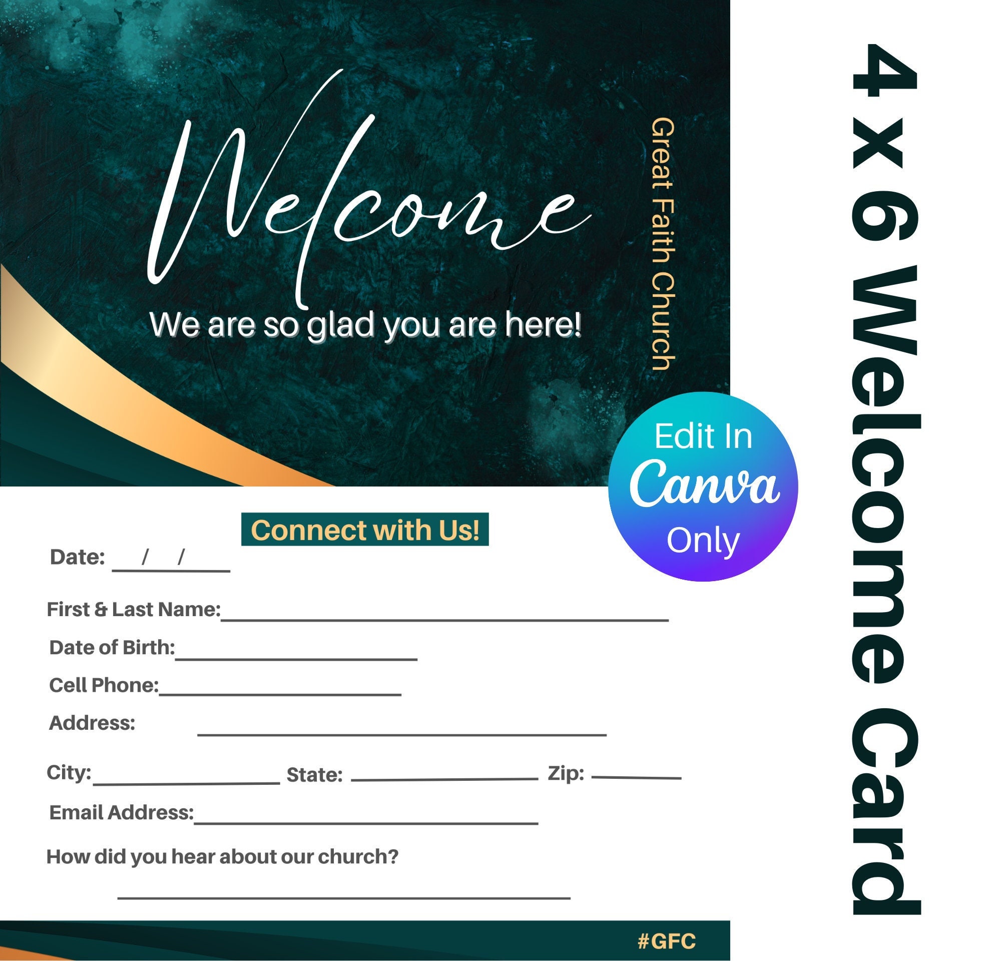 Welcome Card Template | Connect Card | Church Connect| Template - Etsy