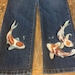 Painted Jeans Hand Painted Koi Fish on Denim Blue Jeans Women's Jeans ...