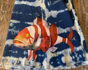 Painted Jeans Hand Painted Koi Fish on Denim Blue Jeans - Etsy