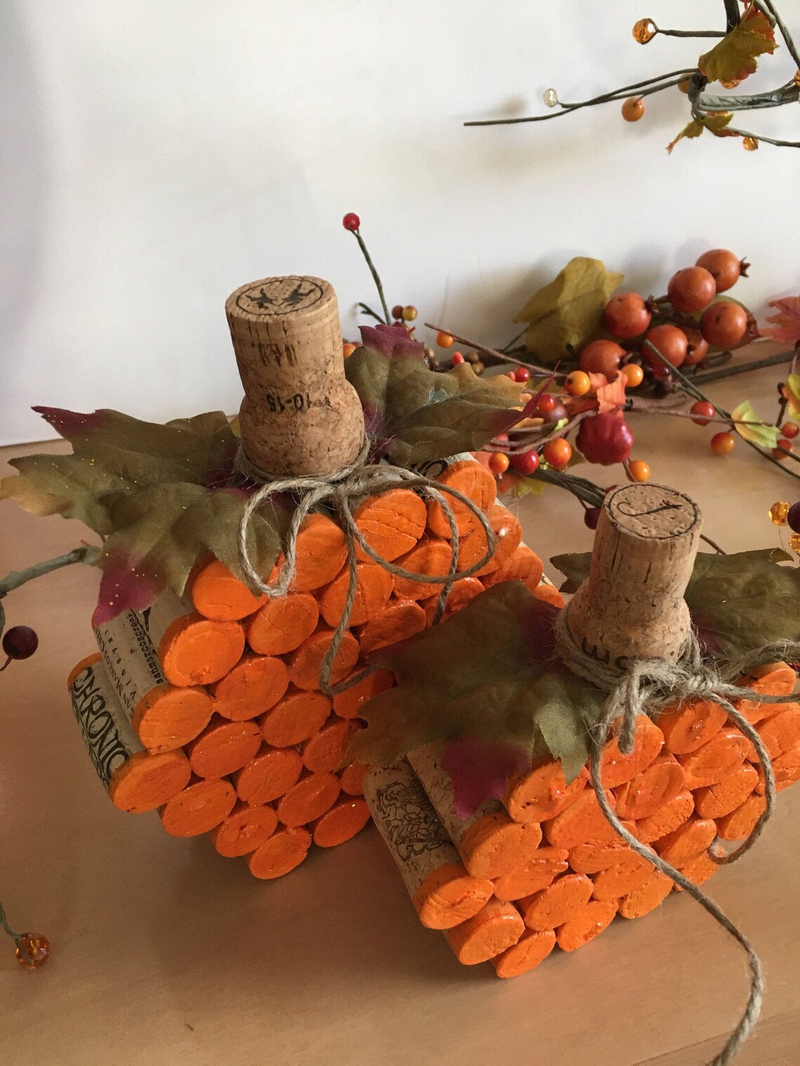 Pumpkin Duo ~~ Wine Cork Pumpkins. Set of 2 Large & Small - Etsy