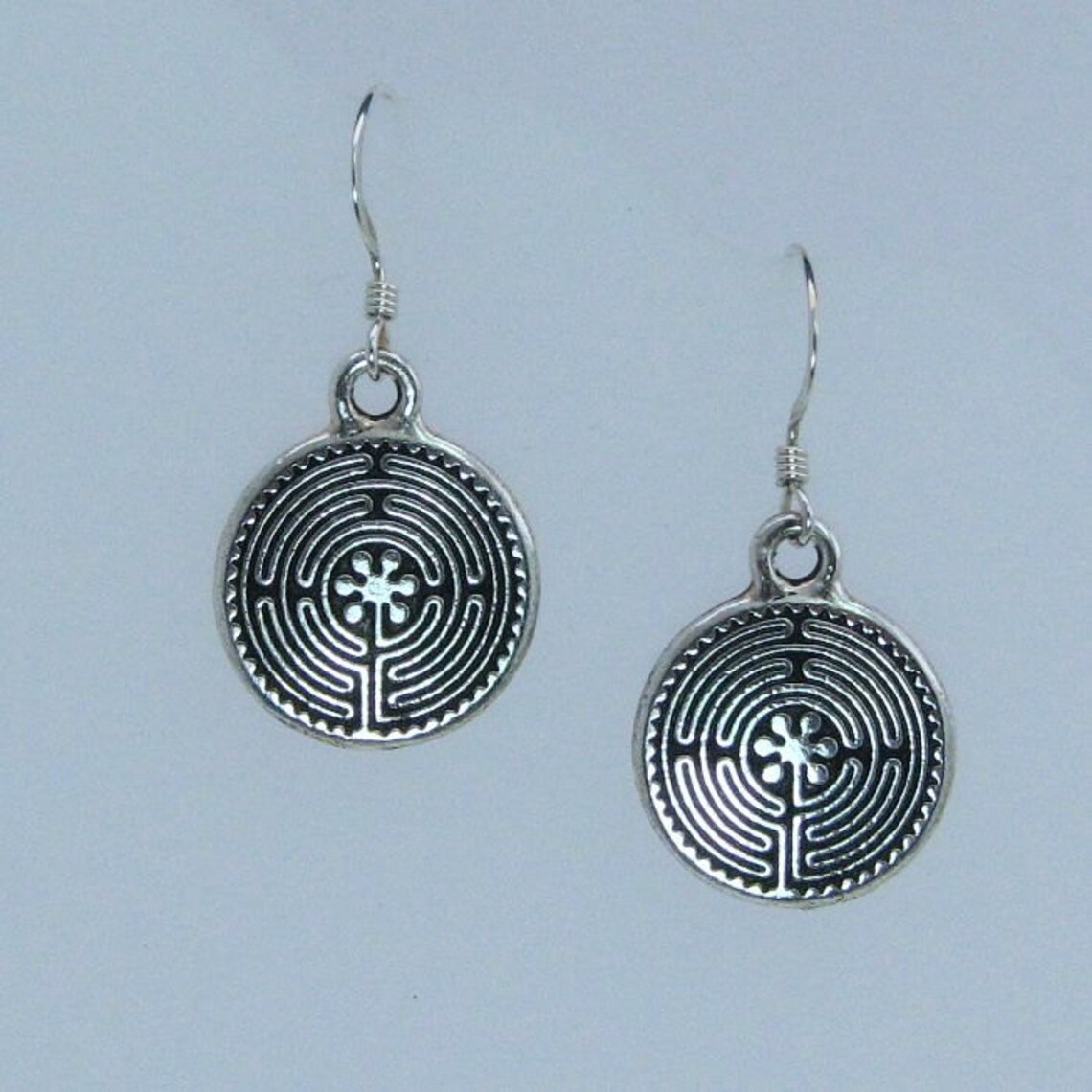 Silver Labyrinth Earrings on Sterling Silver Ear Wires - Etsy