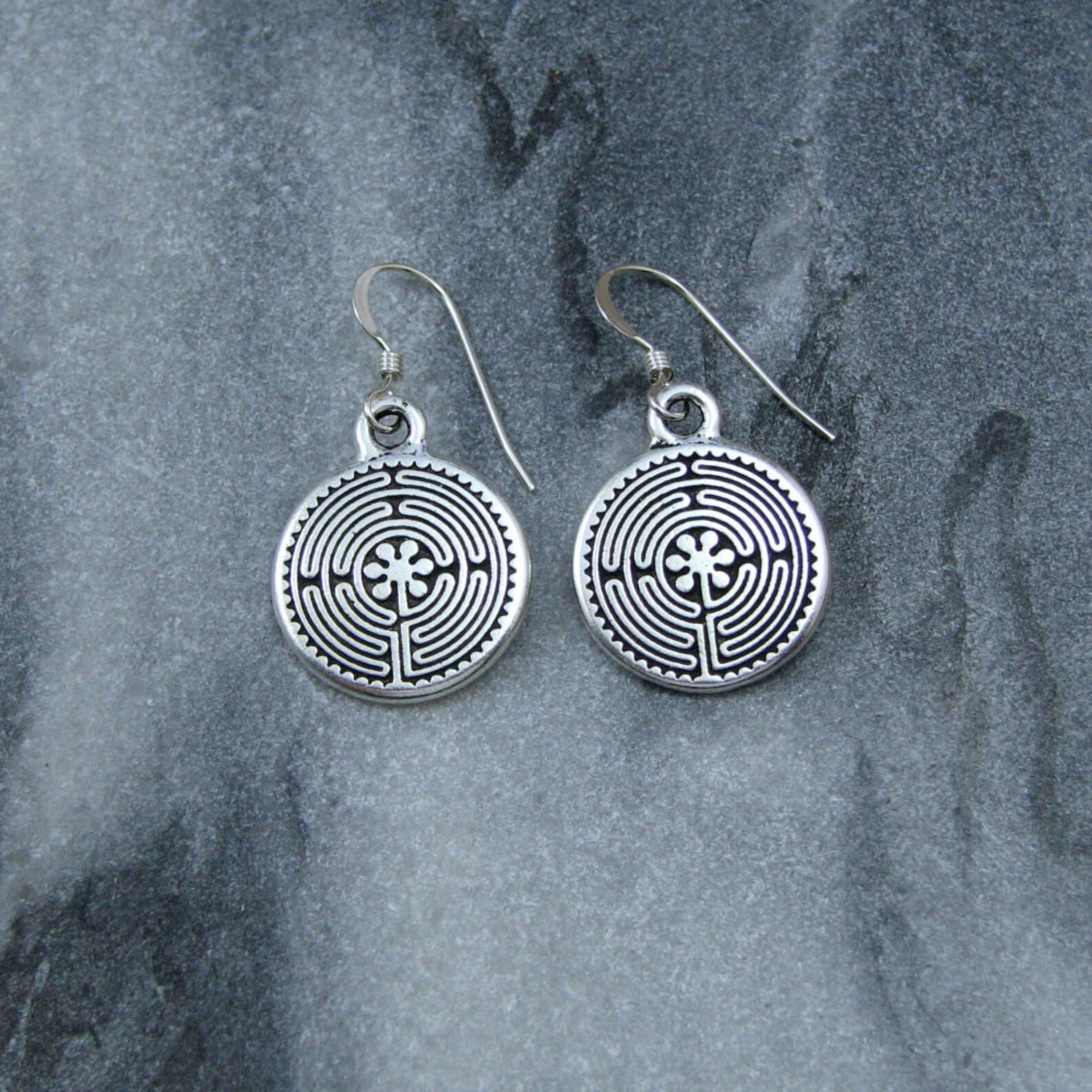 Silver Labyrinth Earrings on Sterling Silver Ear Wires - Etsy