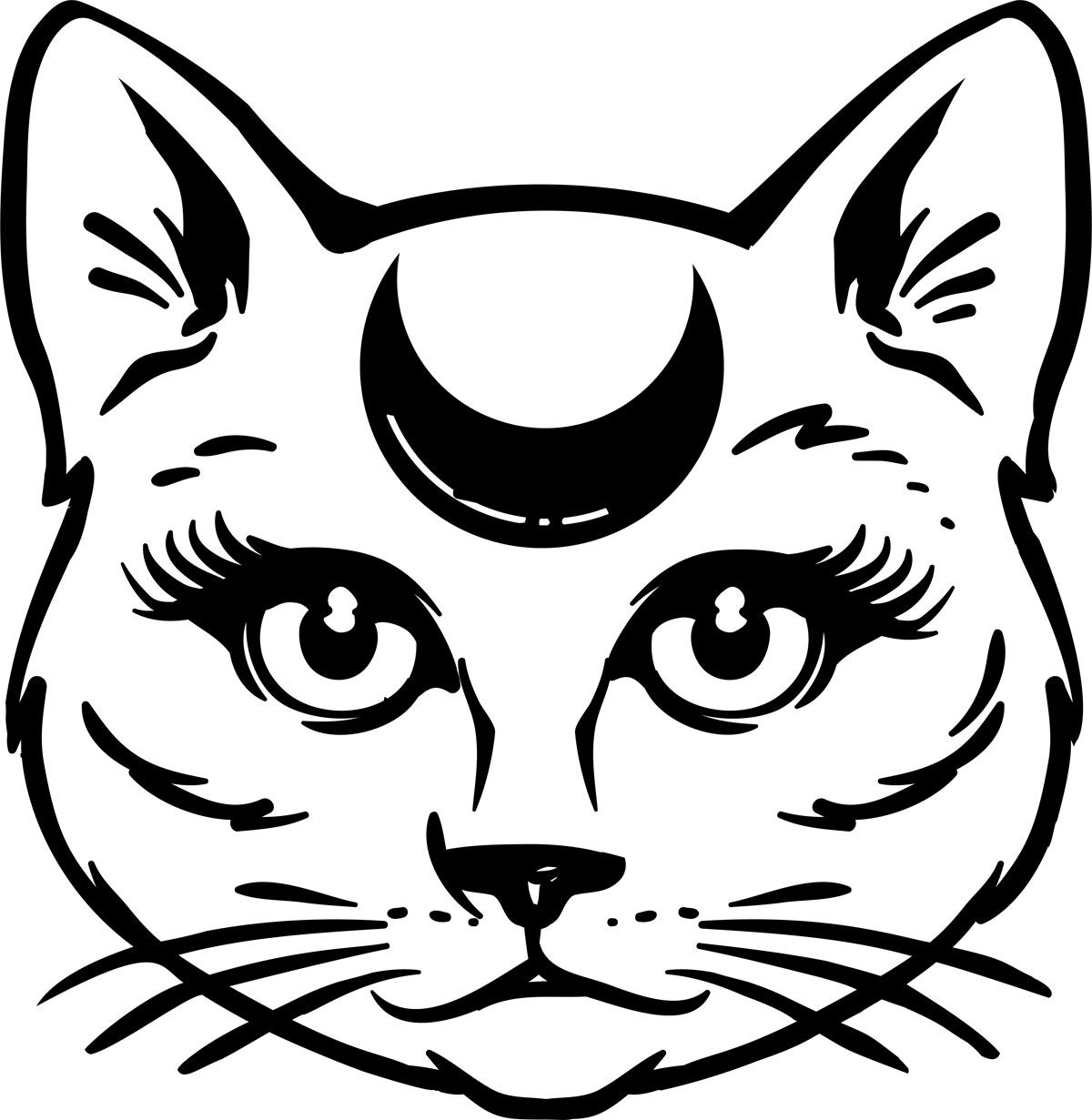 Moon Cat Face Vinyl Decal - Etsy