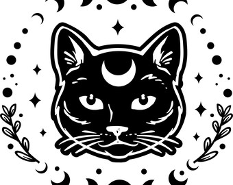 Cat With Moon Phases Vinyl Decal | Etsy