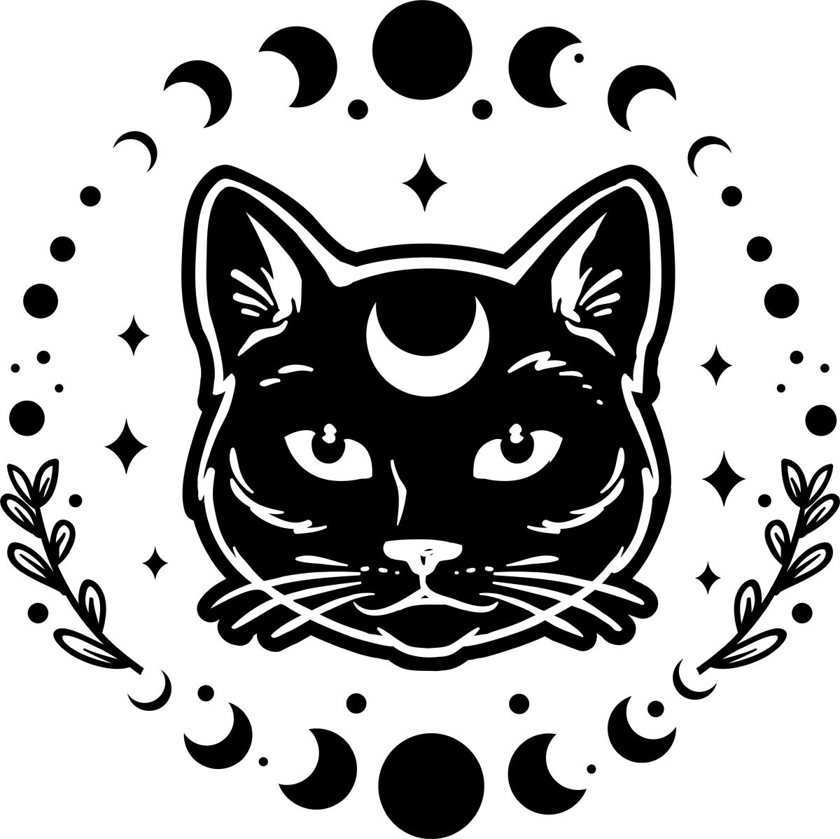 Cat and Moon Phases Vinyl Decal - Etsy