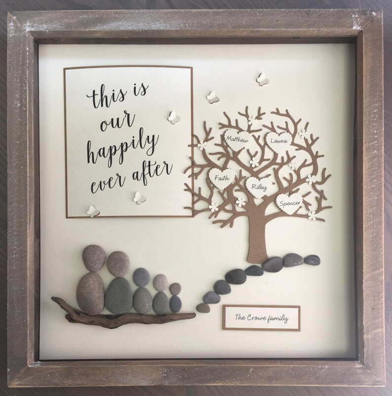 Parent Gift Family Tree Pebble Art Special Gift Family Etsy Parent Gift Family Tree Pebble Art Special Gift Family Etsy