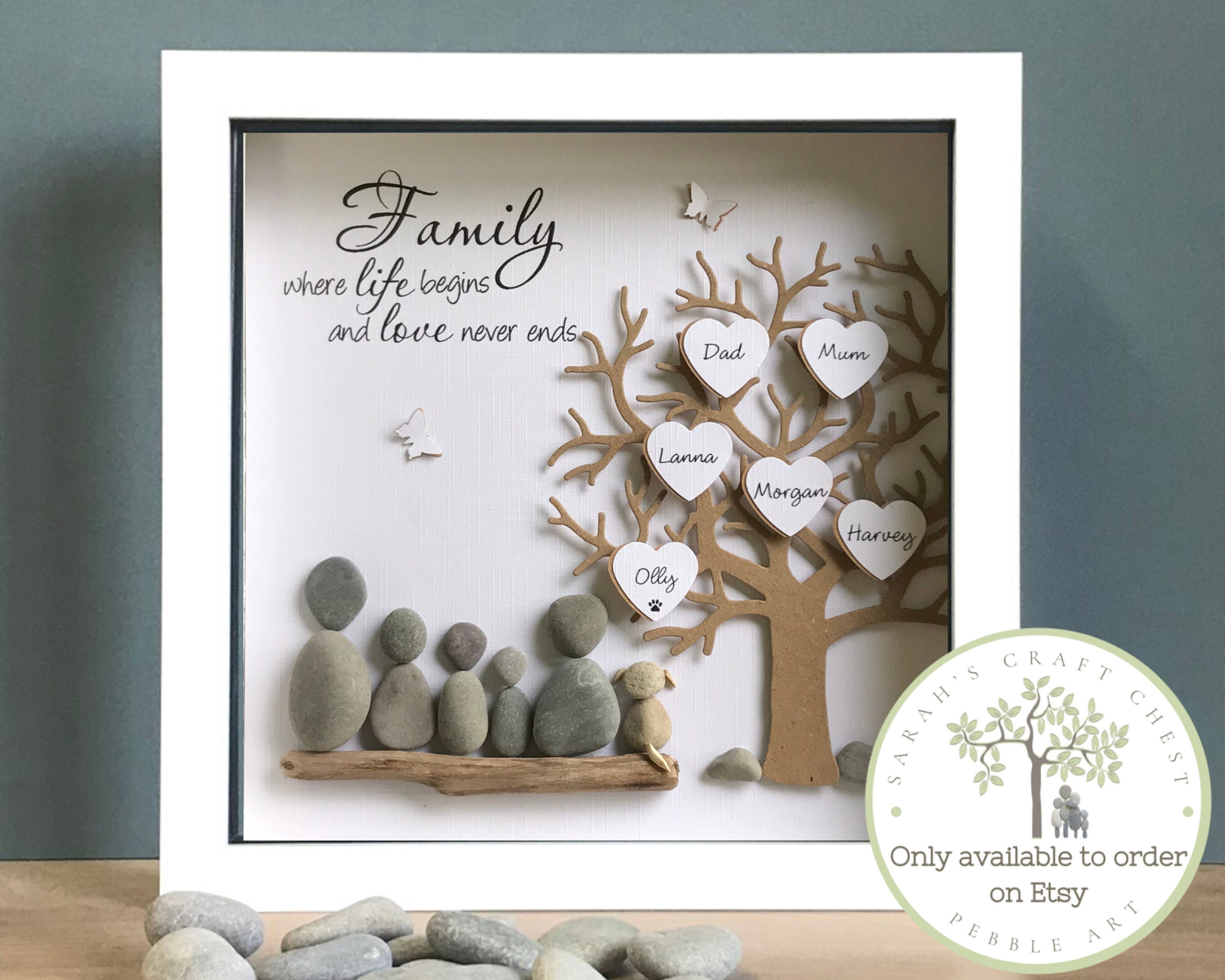 Pebble Art Family Tree Family Gift Parent Gift Anniversary | Etsy Canada