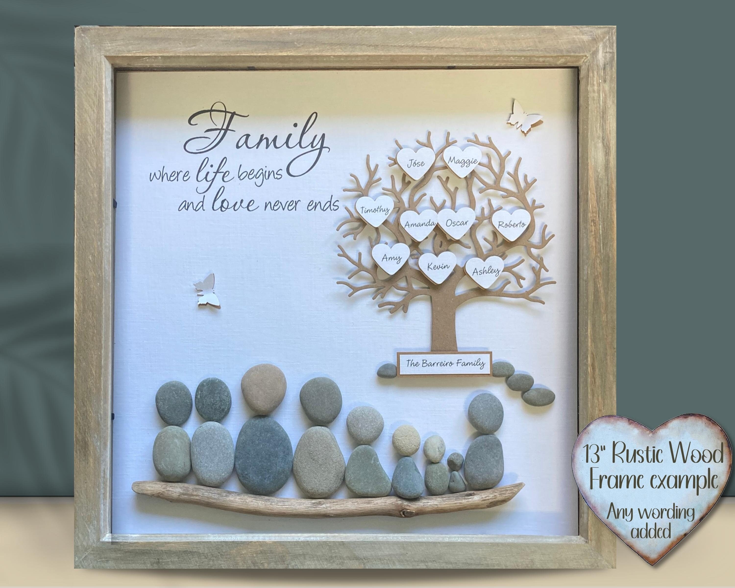 Personalised Beach Pebble Family Tree Picture Rock Family Art - Etsy UK