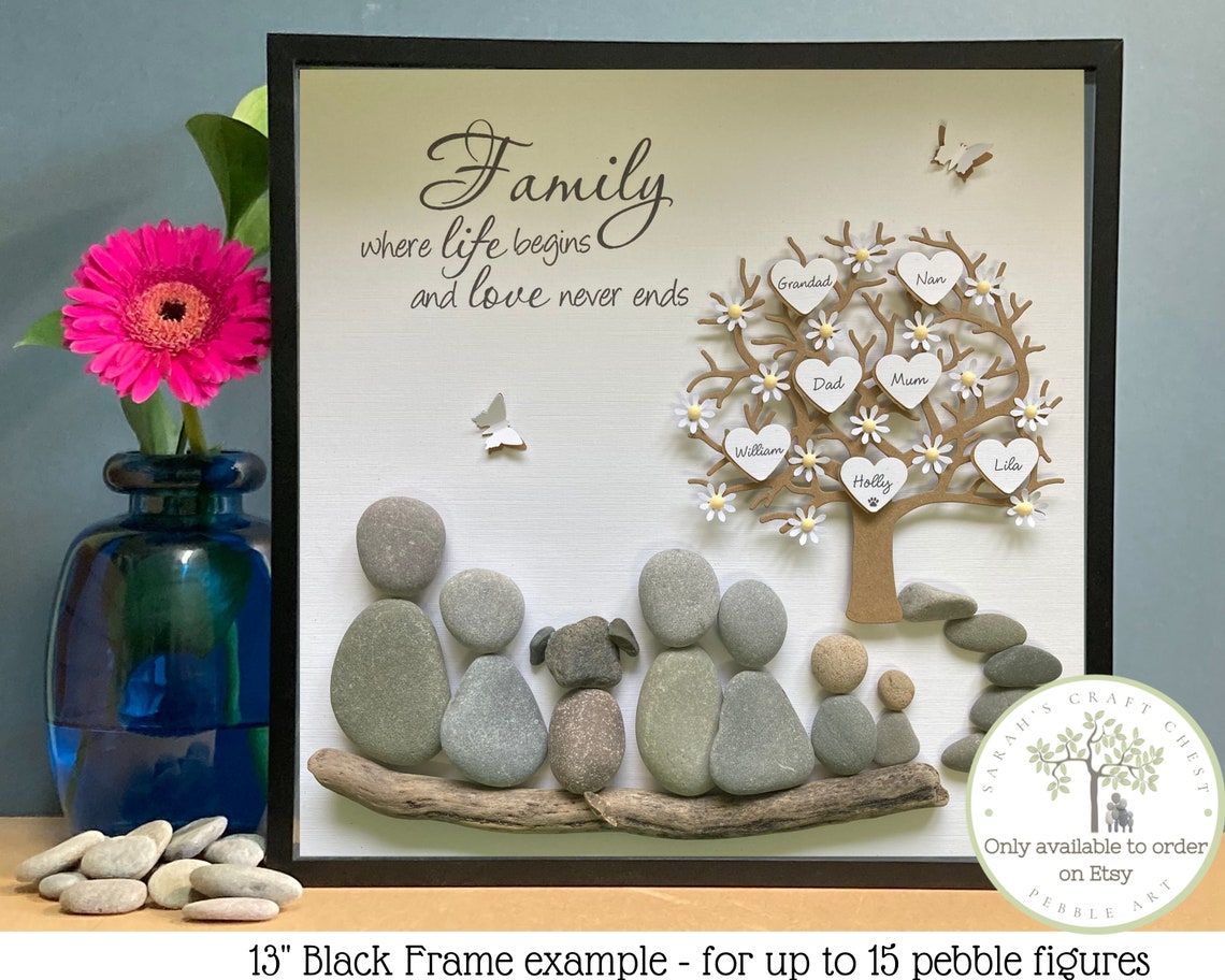 Pebble Art Family Tree Personalised Picture Parent Gift Best | Etsy