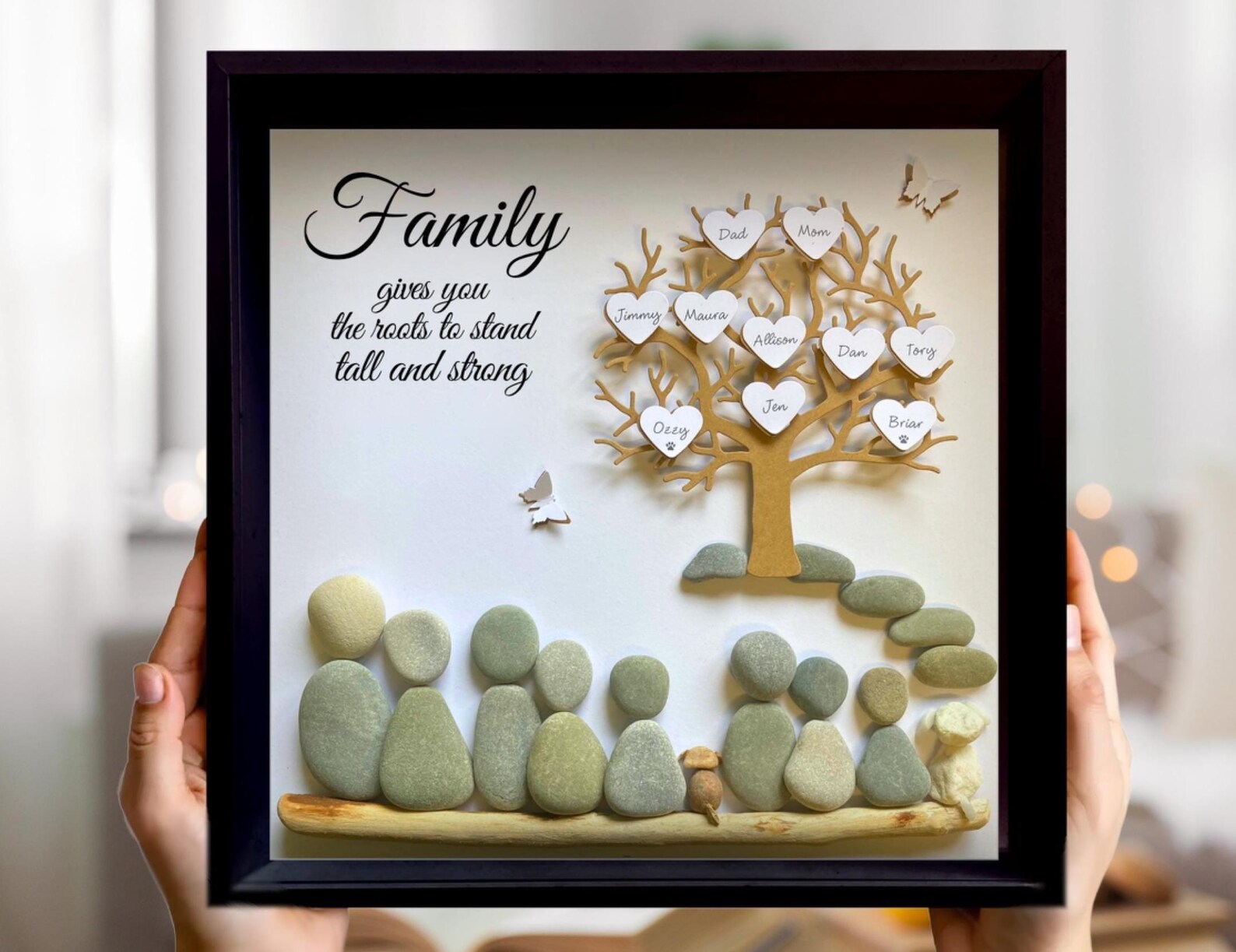 Personalised Pebble Family Tree: Custom Wall Art - Etsy
