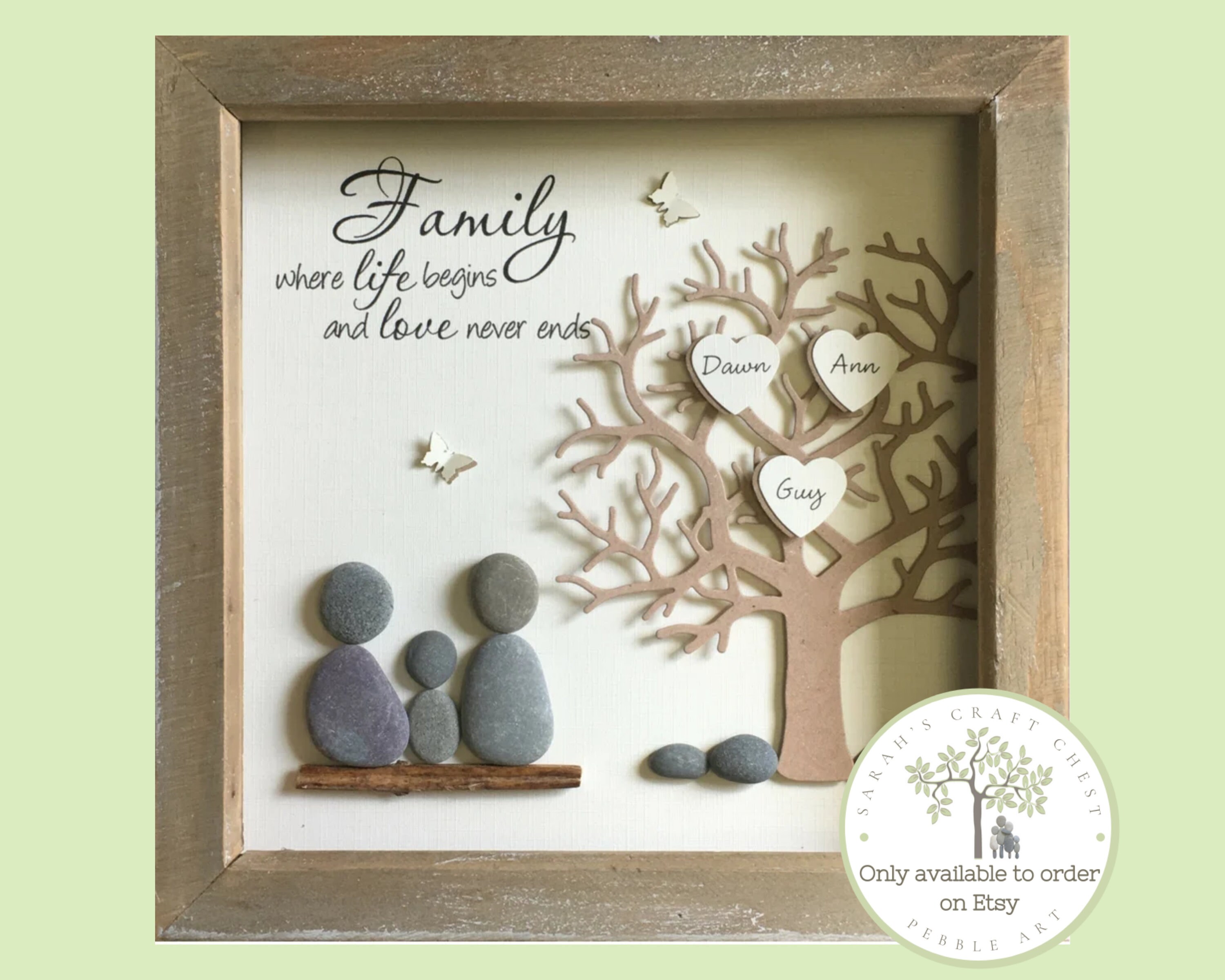 Personalised Pebble Art Family Tree Picture Unique Gift for | Etsy UK