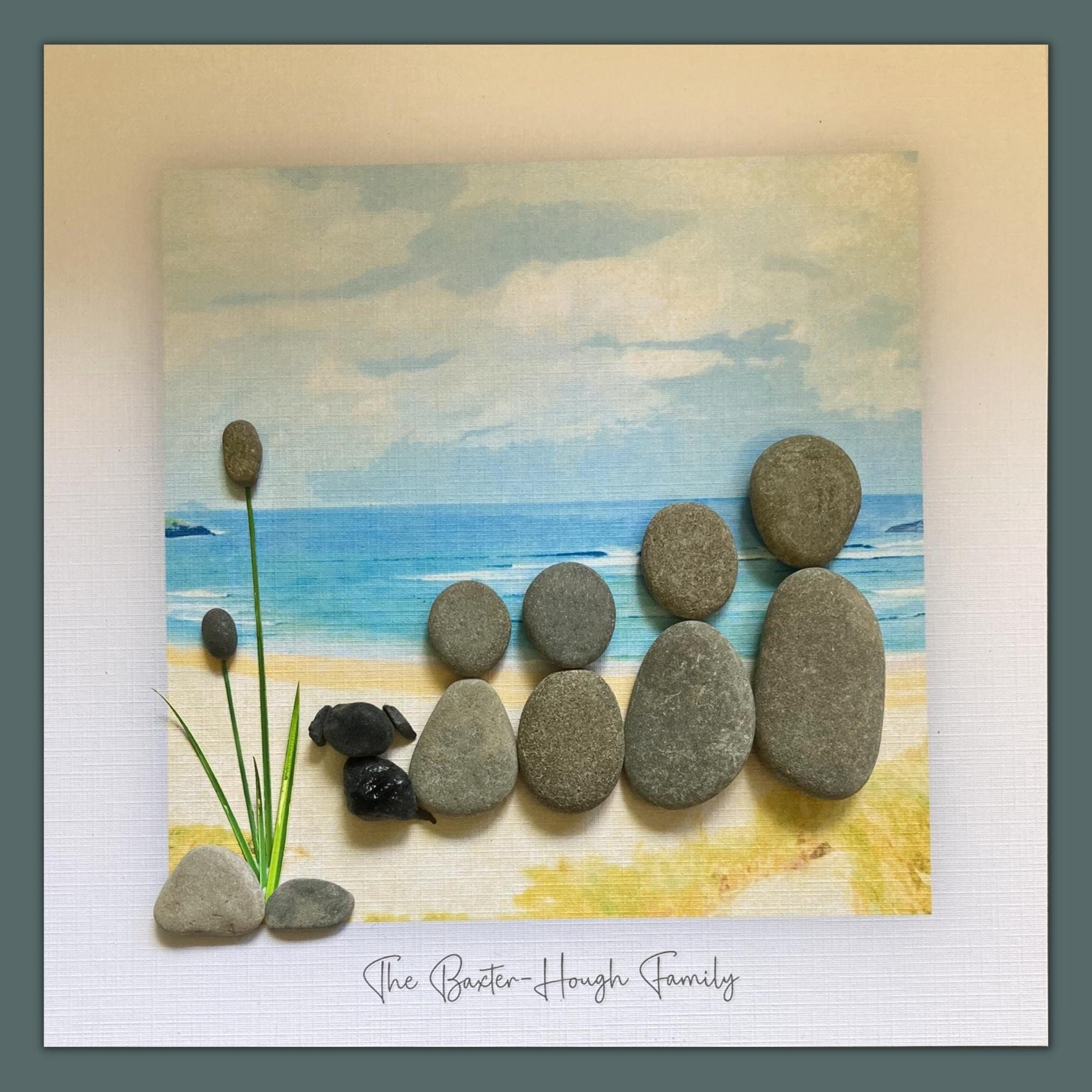 Personalised Pebble Art Family at the Beach Pictures Seaside - Etsy UK