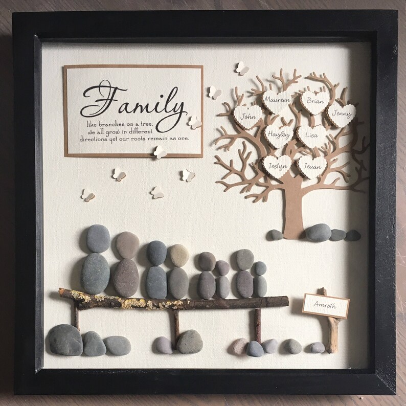 Parent Gift Family Tree Pebble Art Special Gift Family Etsy Parent Gift Family Tree Pebble Art Special Gift Family Etsy