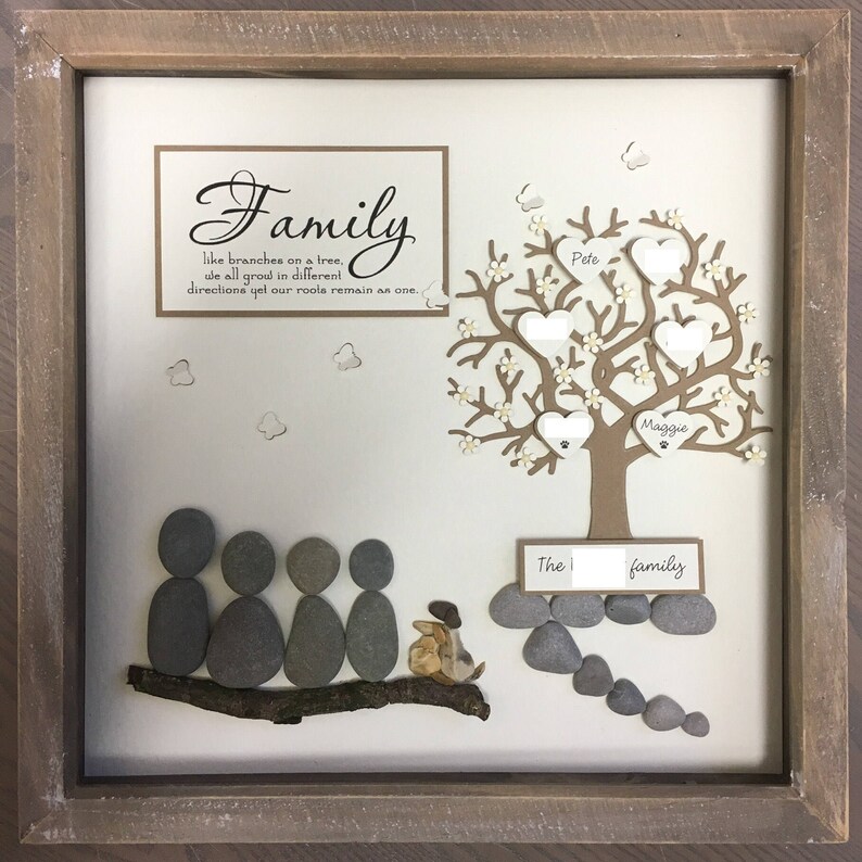 Parent Gift Family Tree Pebble Art Special Gift Family Etsy Parent Gift Family Tree Pebble Art Special Gift Family Etsy