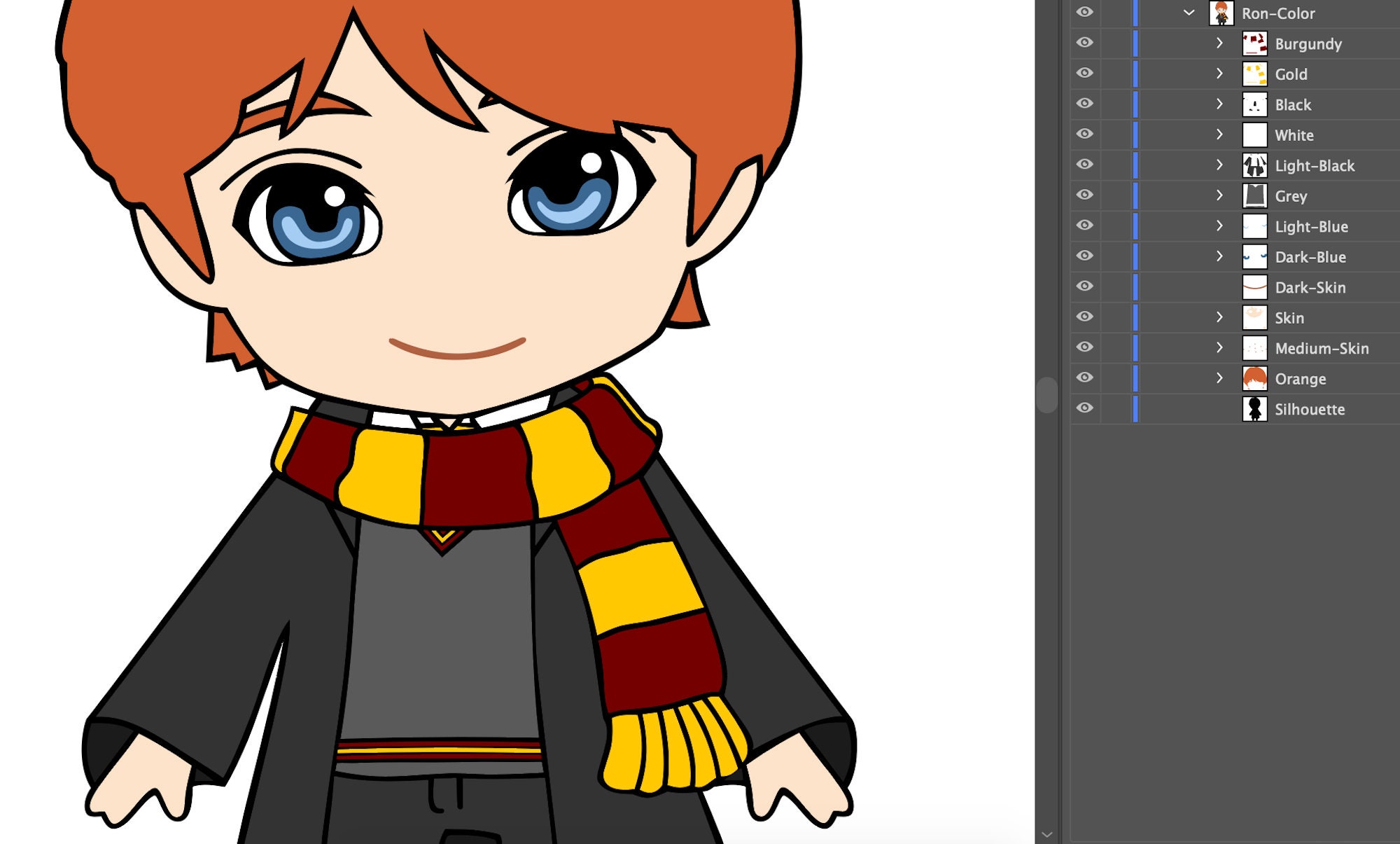 Little Ron Vector Clipart Cute Ron Cut File Outline Chibi | Etsy