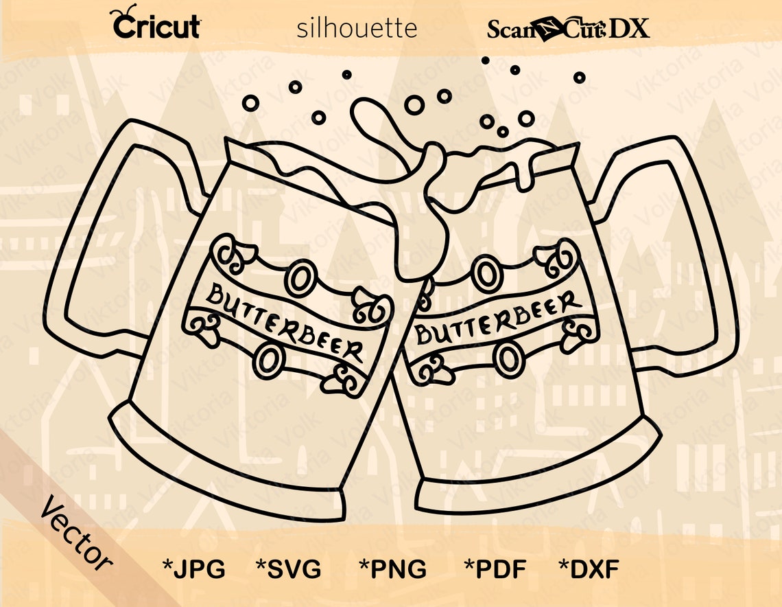 Butterbeer Outline SVG Hogwarts Cut file Monogram Stencil | Etsy