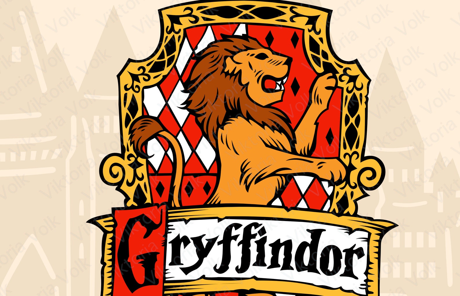 High Detail Gryffindor House Crest Emblem Gryffindor svg Cut | Etsy