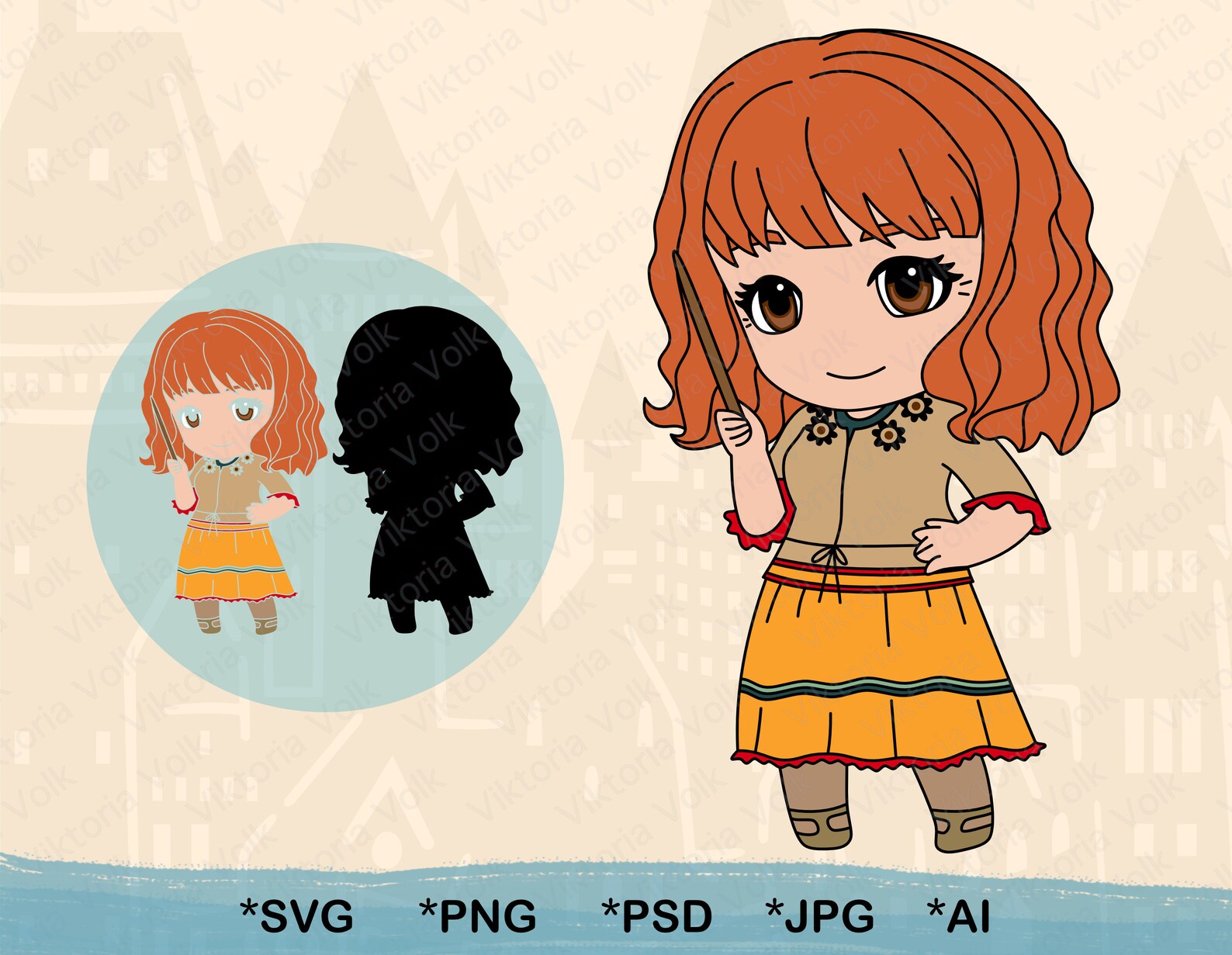 Molly Weasley Clipart SVG Weasley Mother Cute Character | Etsy