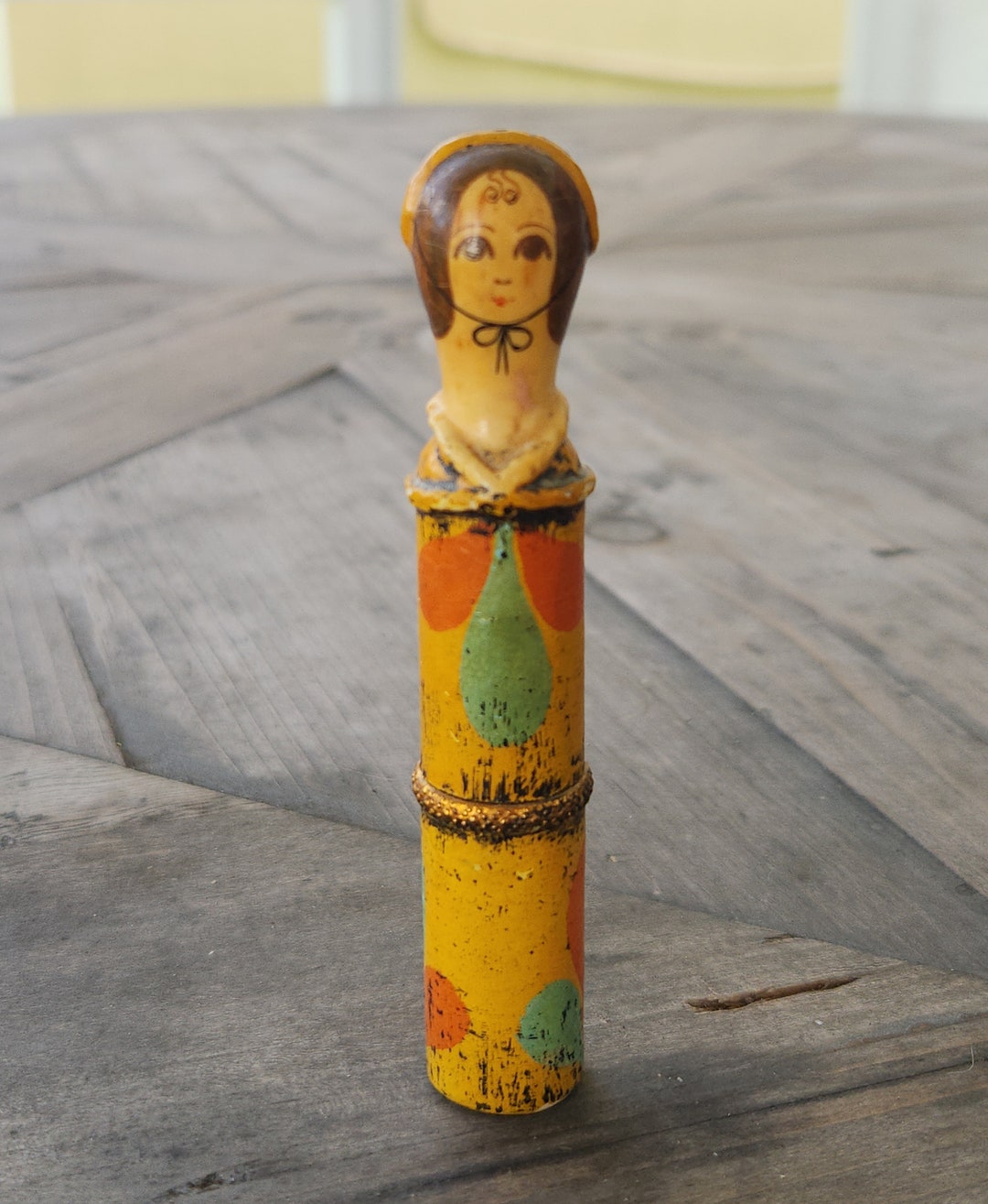 Vintage Paper Mache Doll Lipstick Tube Signed Gemma Taccogna Mexico ...