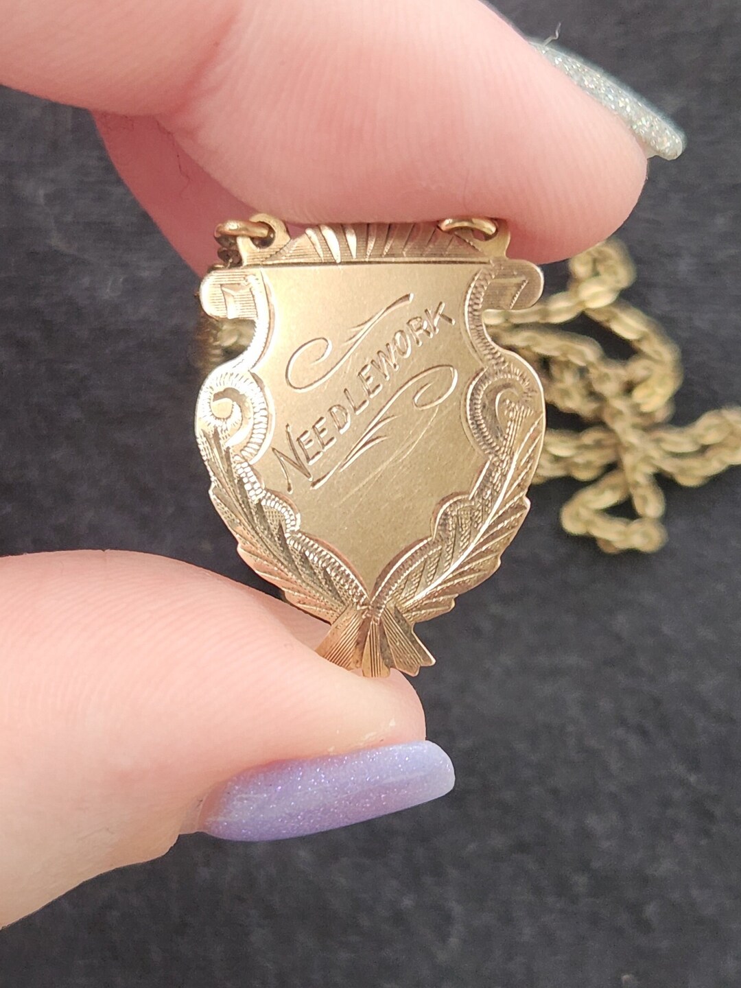 Antique Needlework Graduation Badge Necklace 1910 GOLD 10 Kt Necklace ...