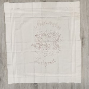 Antique 1900s Red Work Embroidery Angel Cherub Pillow Sham "angels Sing ...