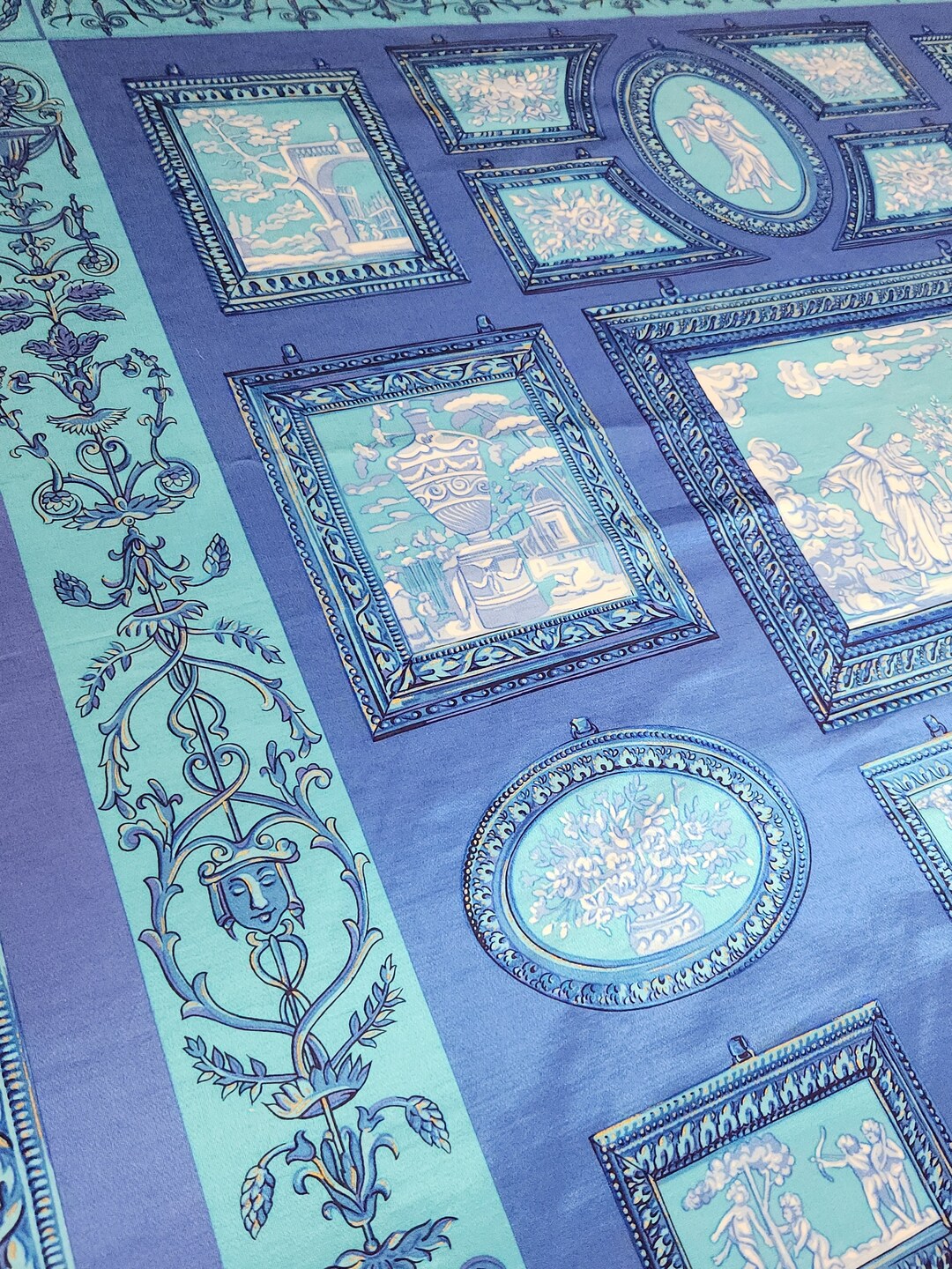 RARE Vintage VERSACE Silk Fabric Panel in Quadreria Print Gianna ...