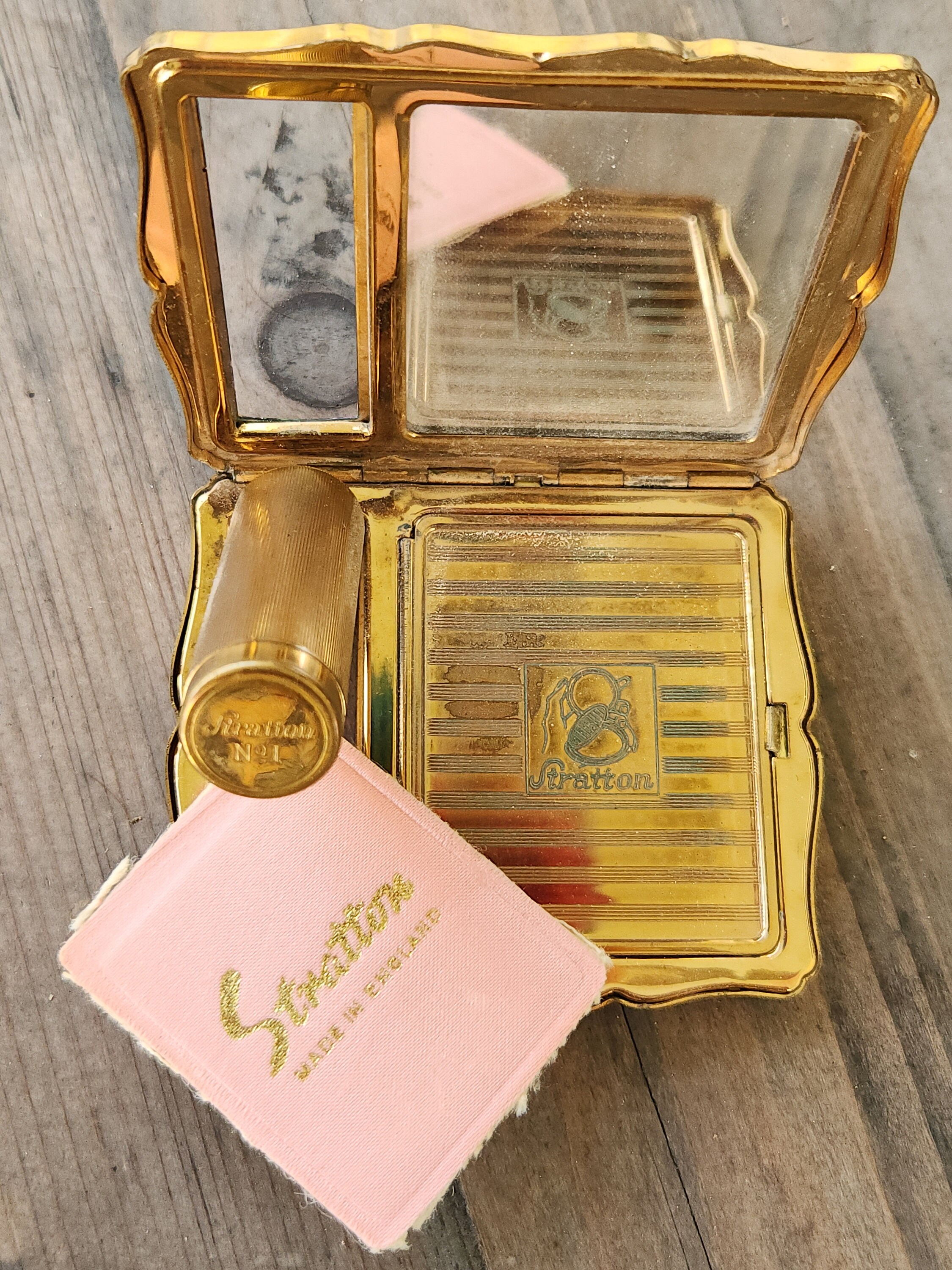 Antique 1950s Stratton UK No 1 Powder Holder and Lipstick Tube Vintage ...