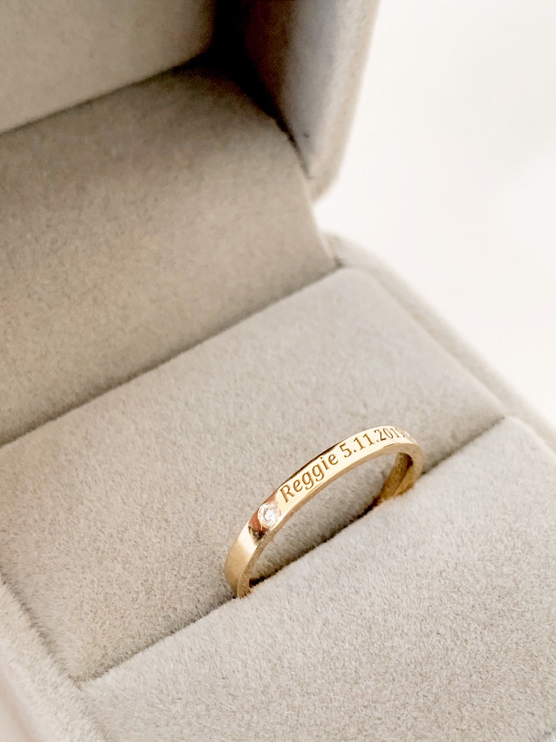 Name With Birthdate and Diamond Ring - Etsy UK