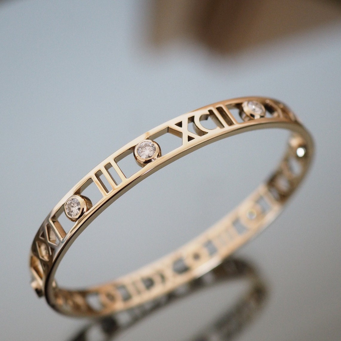 Roman Numeral Gold Bangle With Screwdriver - Etsy