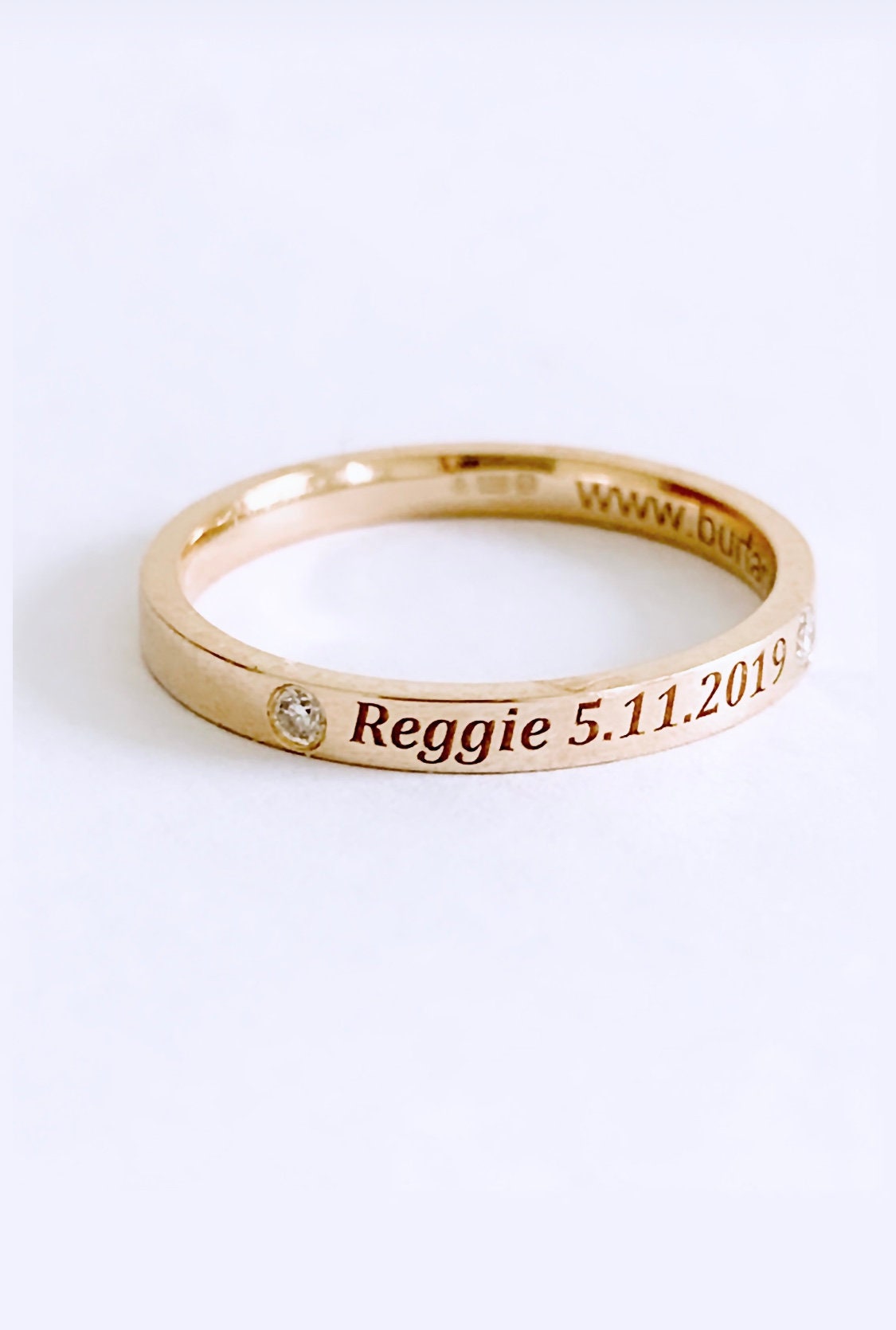 Name With Birthdate and Diamond Ring - Etsy UK