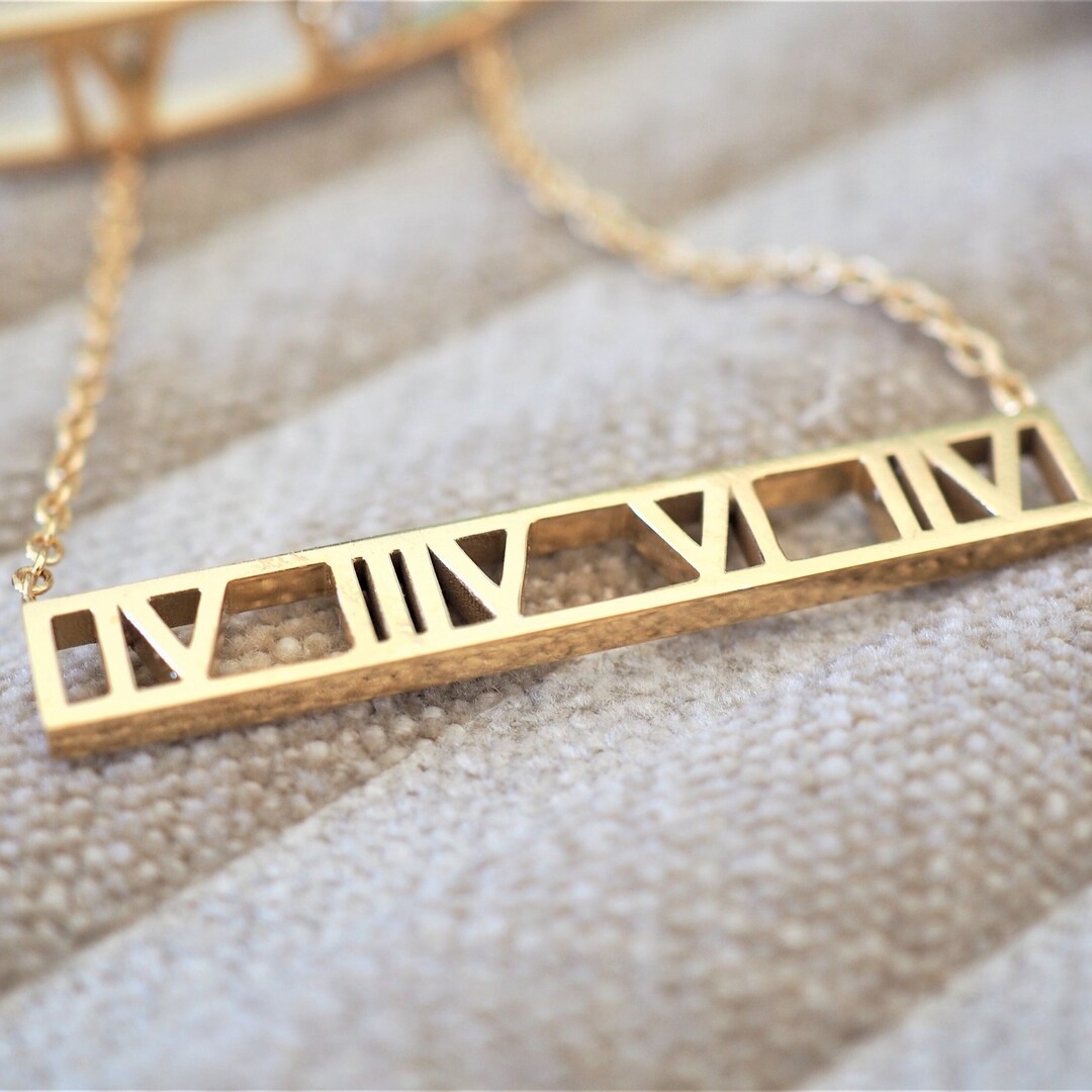 Roman Numeral Bar Pendant - Etsy