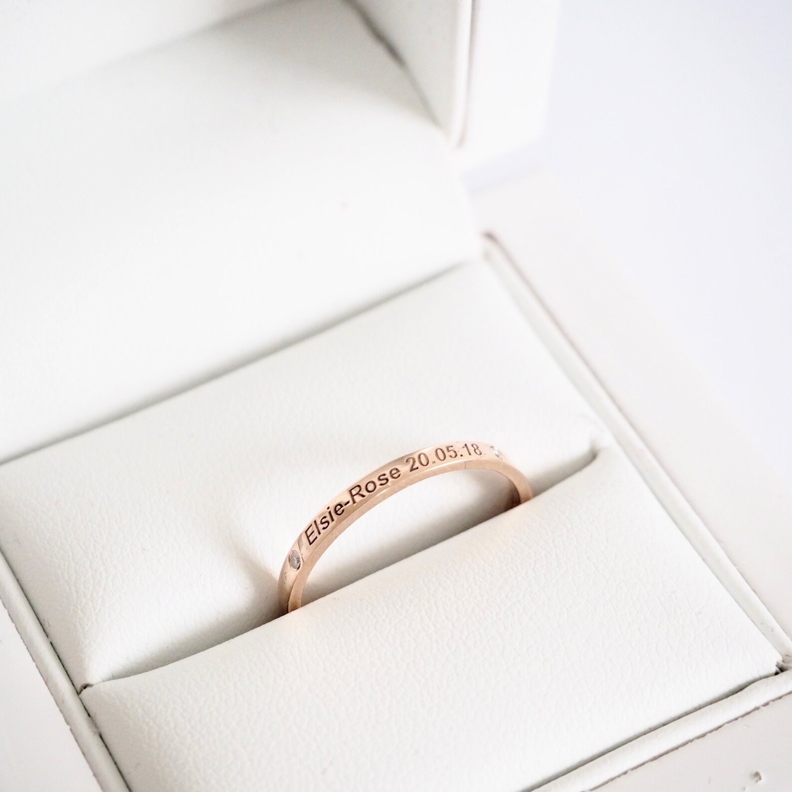 Name With Birthdate and Diamond Ring - Etsy UK