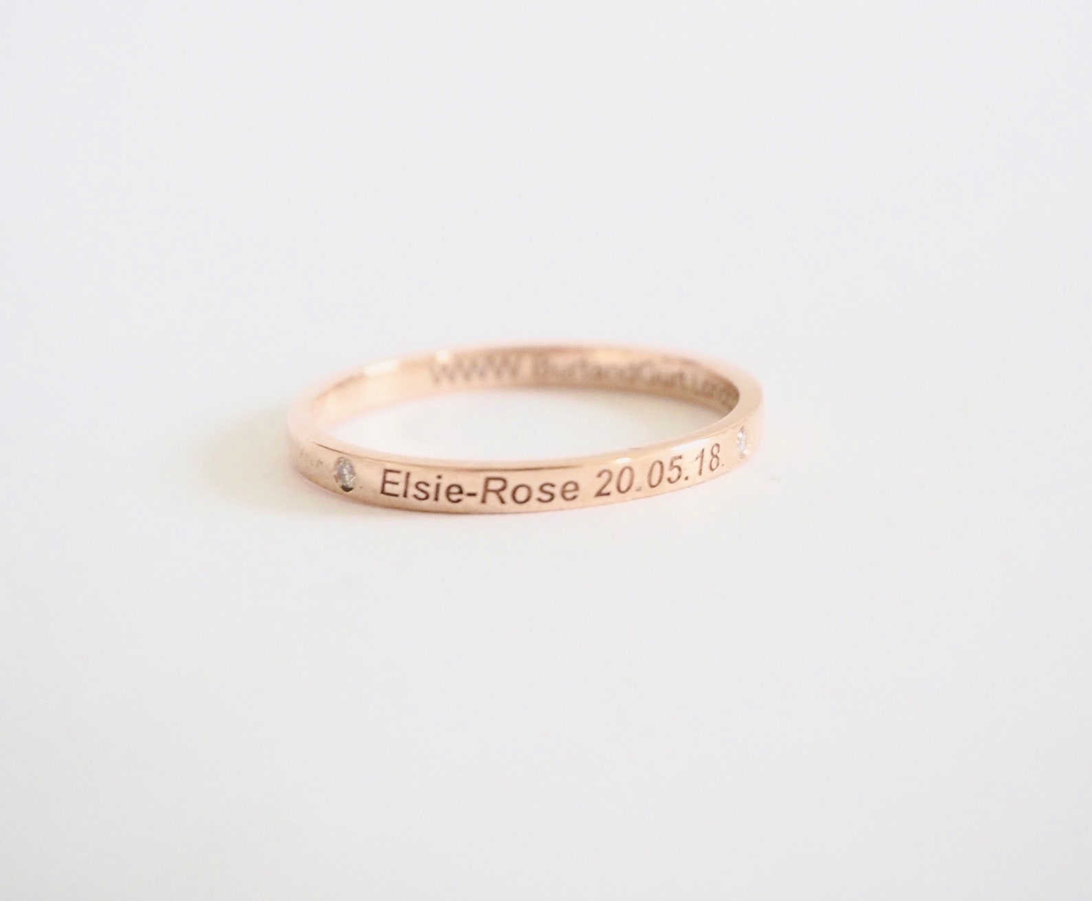 Name With Birthdate and Diamond Ring - Etsy UK