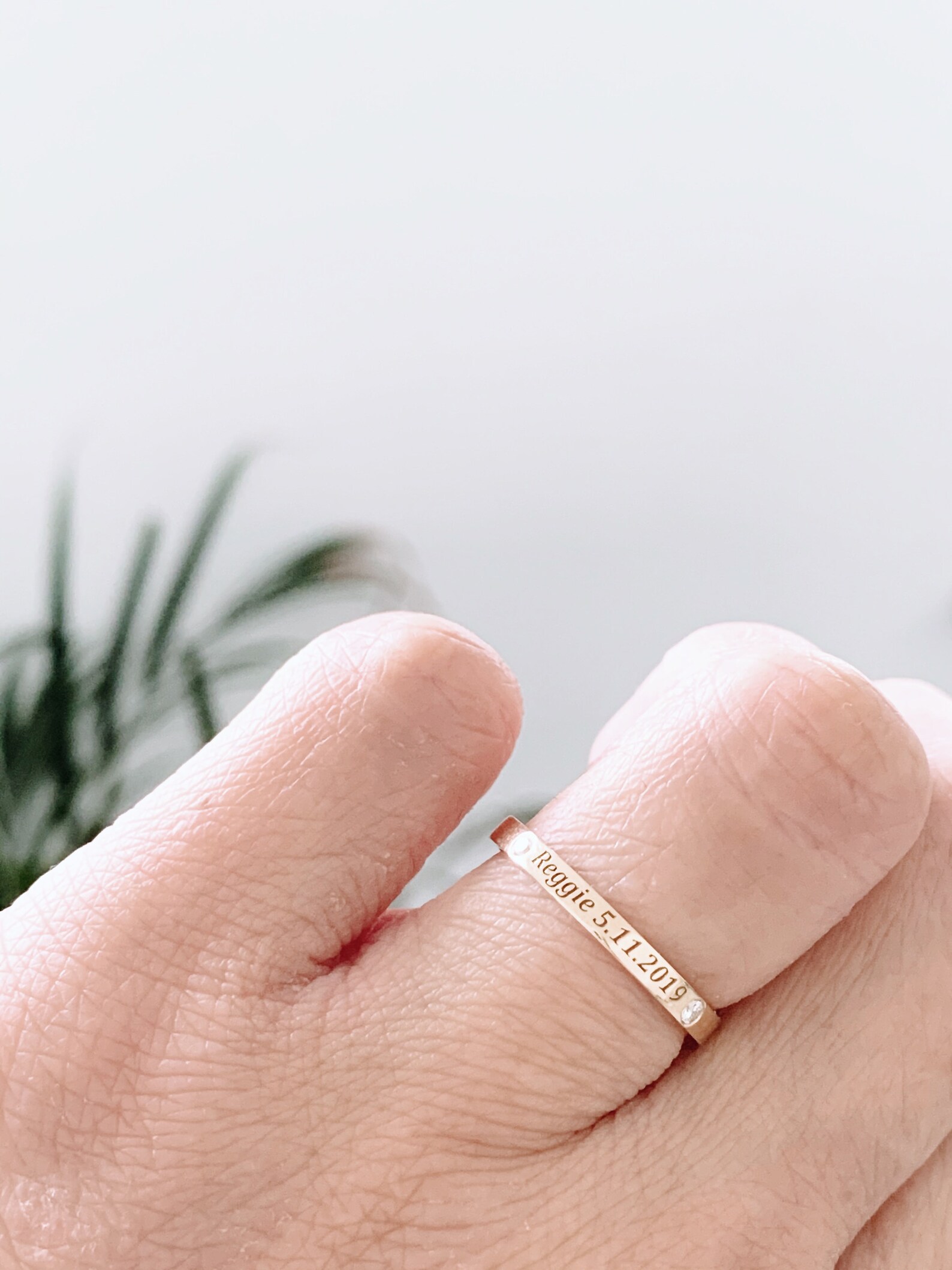 Name With Birthdate and Diamond Ring - Etsy UK
