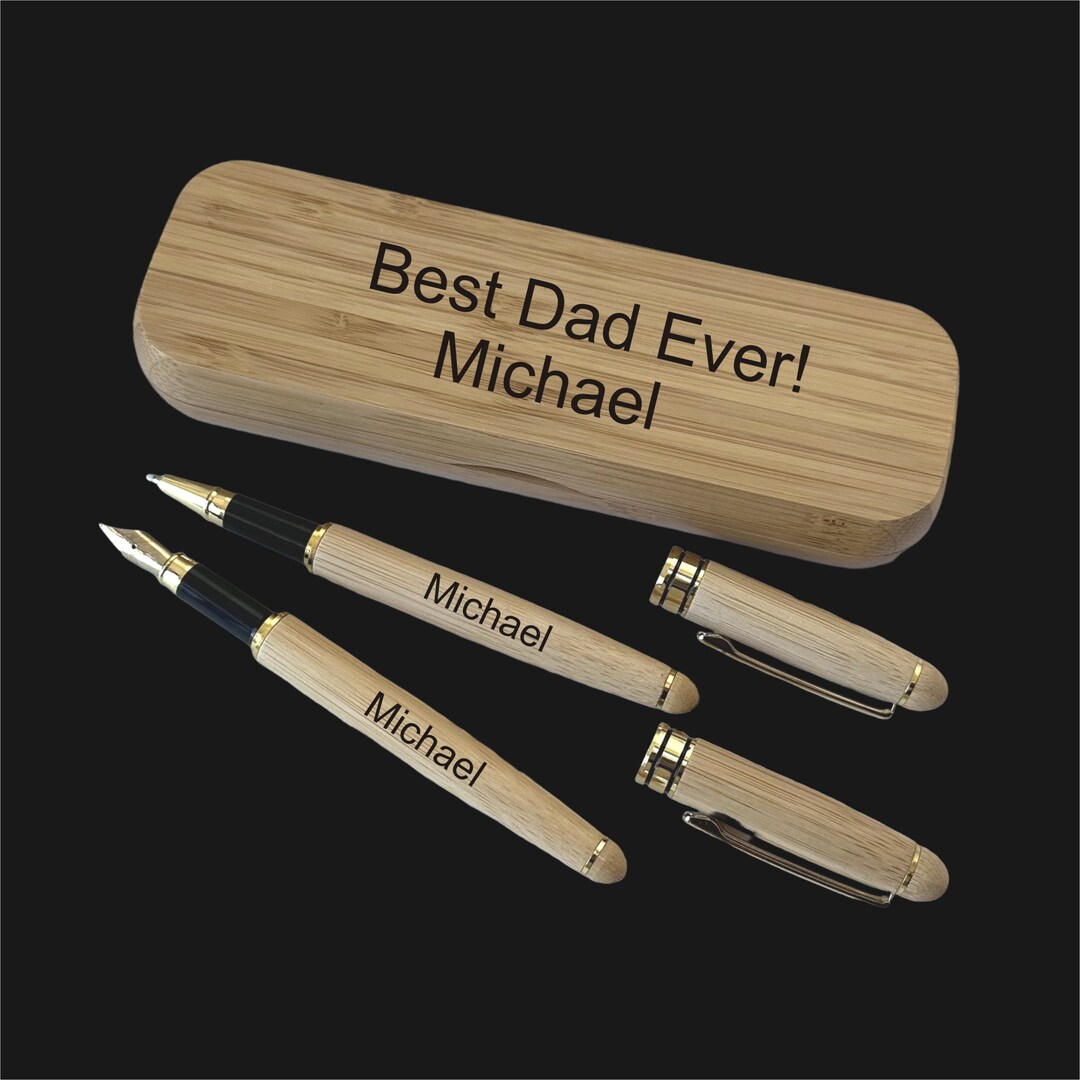 Personalized Wood Ink Pen and Sign Pen Set , Custom Engraved Fountain ...