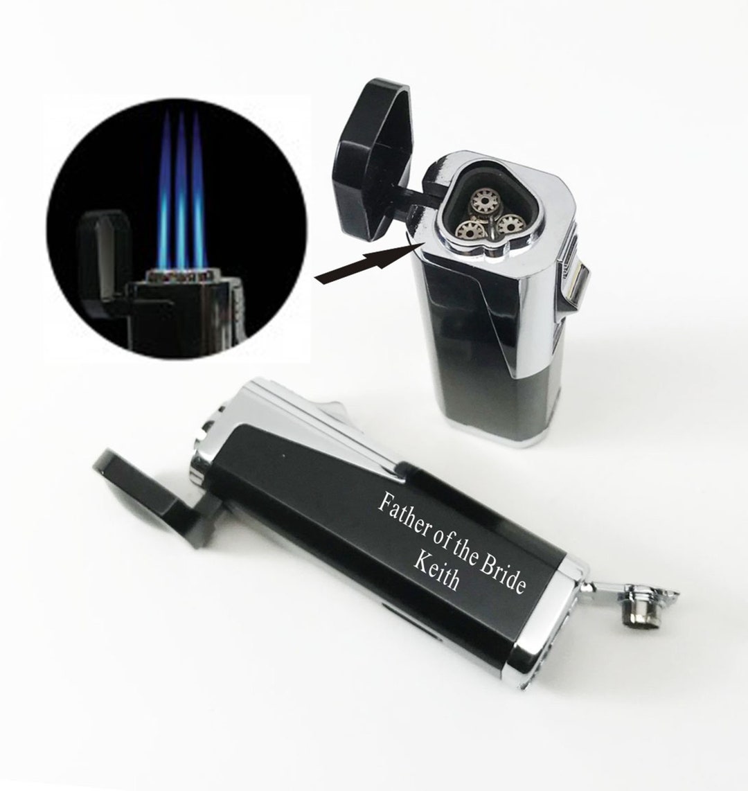 Personalized Cigar Torch Lighter,cigar Cutter, Butane Lighter for ...