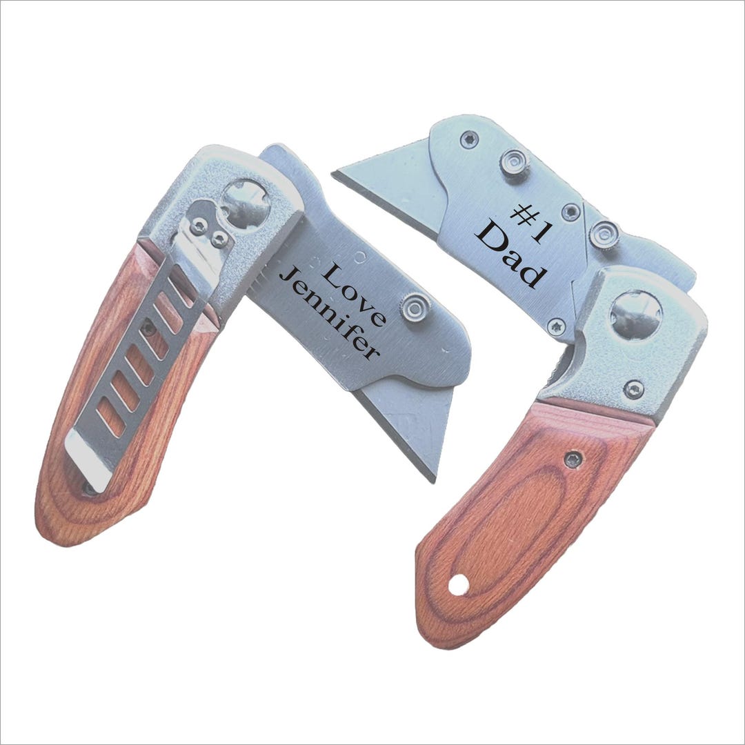 Personalized Utility Box Knife With Clip, Custom Engraved Pocket Knife ...