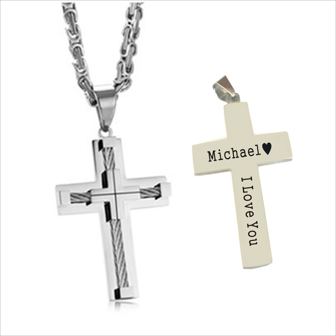 Personalized Cross Necklace for Men Custom Cross Necklace - Etsy